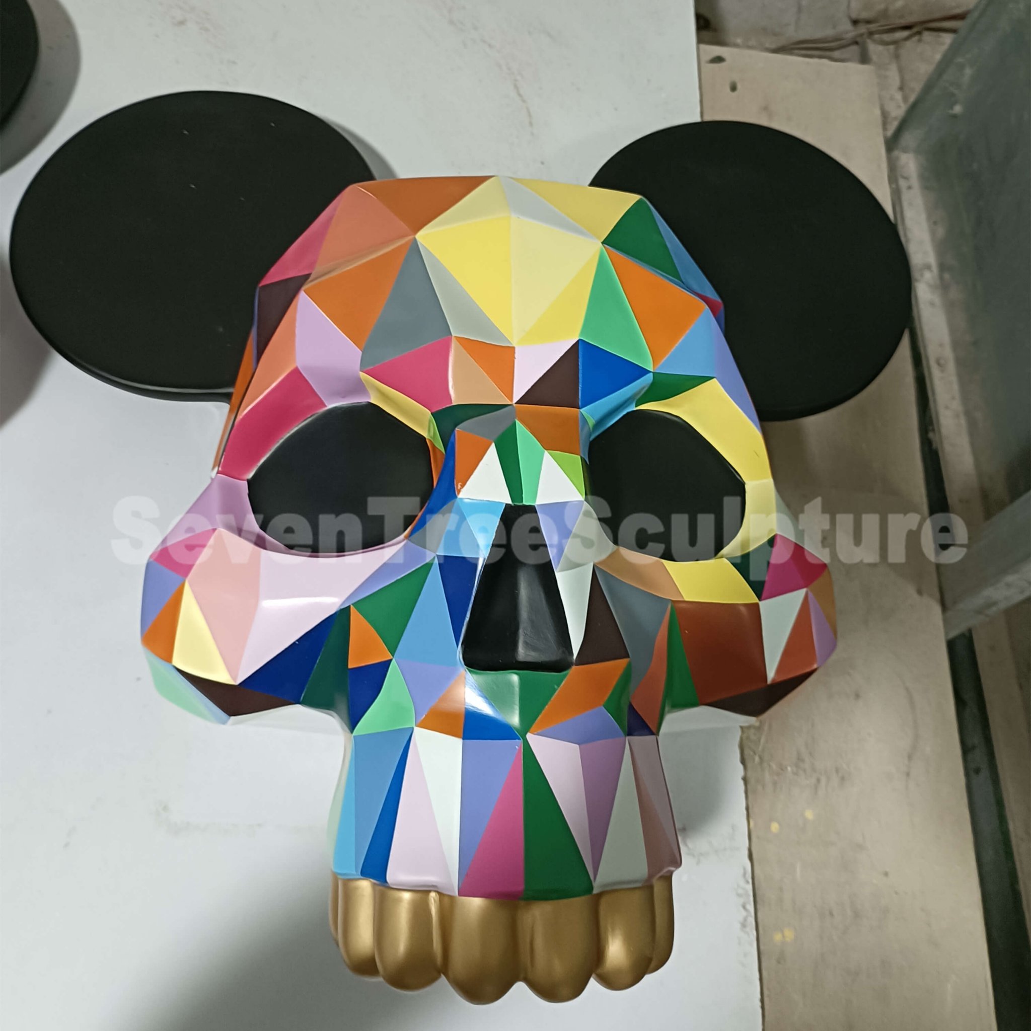 Fiberglass Mosaic Mickey Mouse Head Sculpture For Sale - SevenTreeSculpture