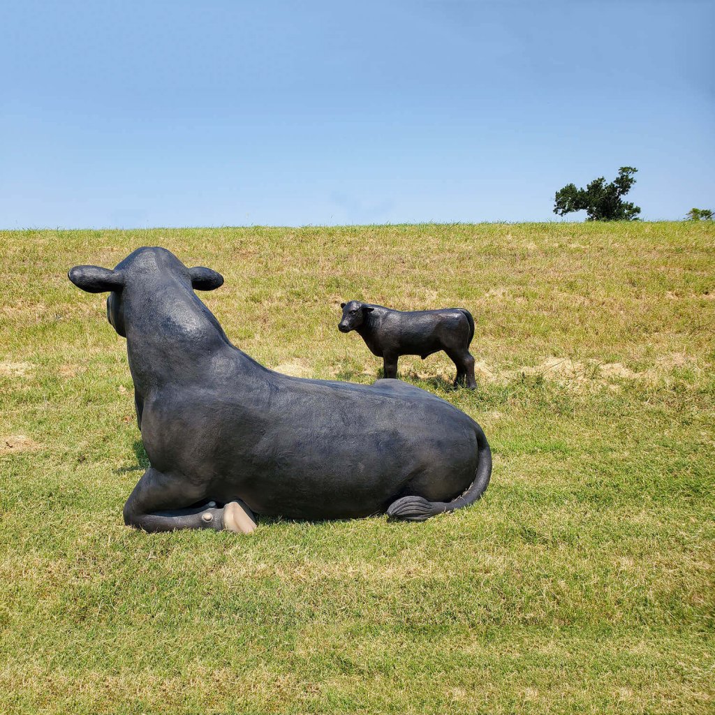 Farm Fiberglass Black Angus Cow Statue - SevenTreeSculpture