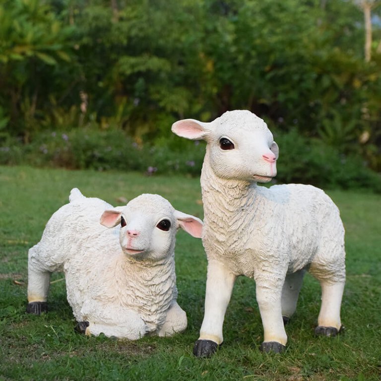 Resin Garden Lamb Statue - SevenTreeSculpture