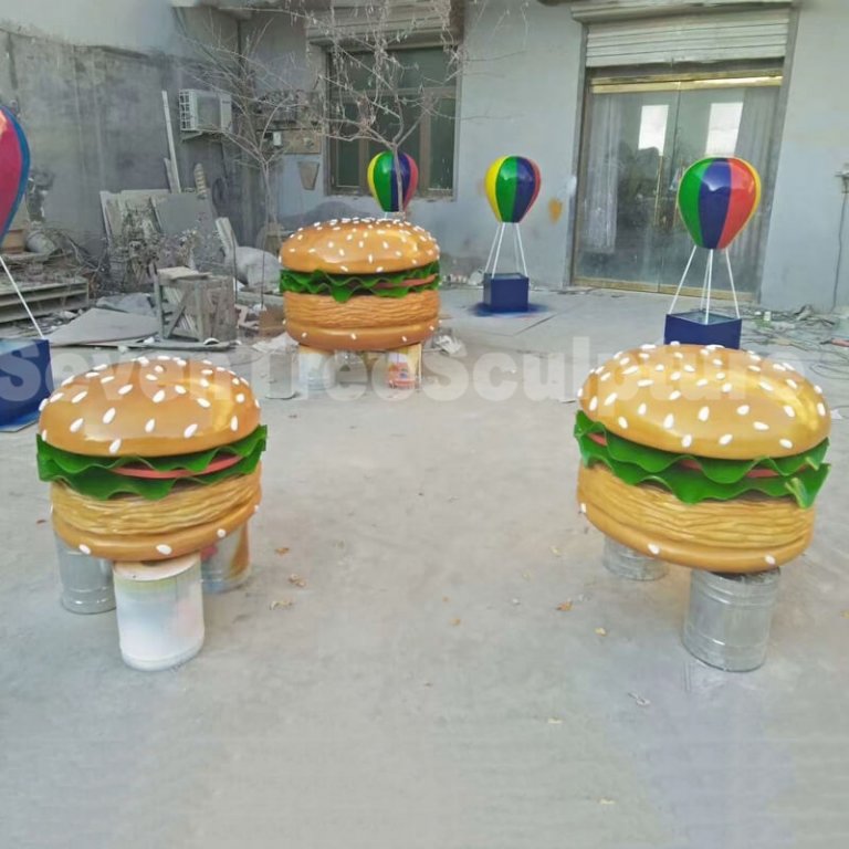 Fiberglass Burger Statue For Sale - SevenTreeSculpture