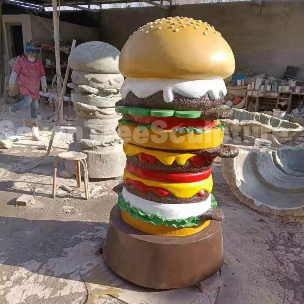 Fiberglass Burger Statue For Sale - SevenTreeSculpture