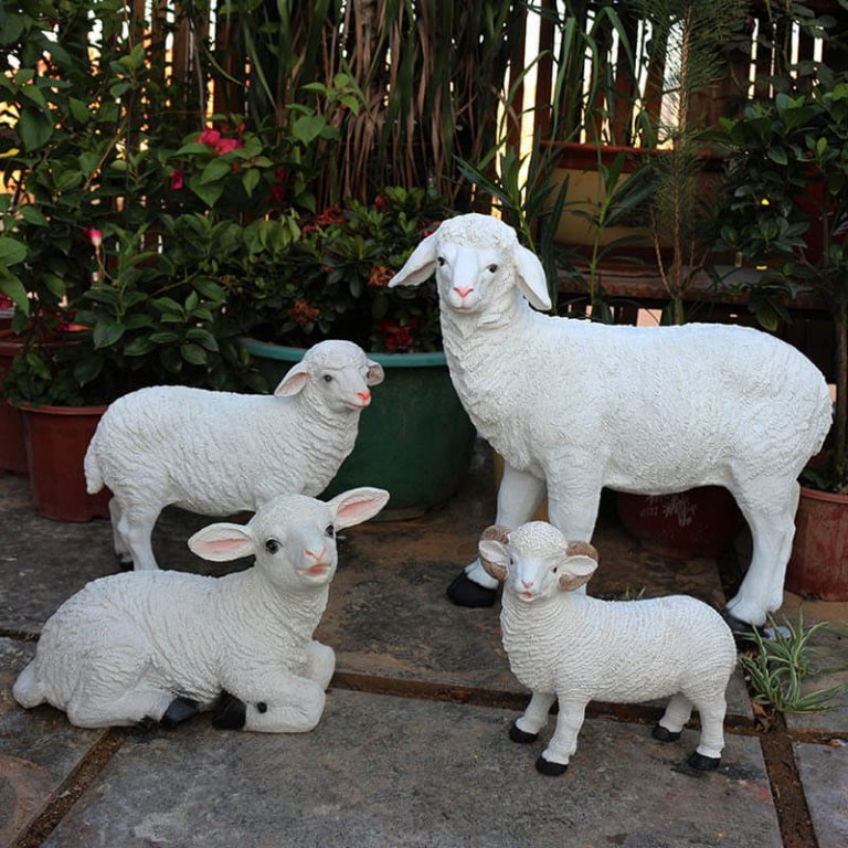 Life Size Fiberglass Lamb Statue - SevenTreeSculpture