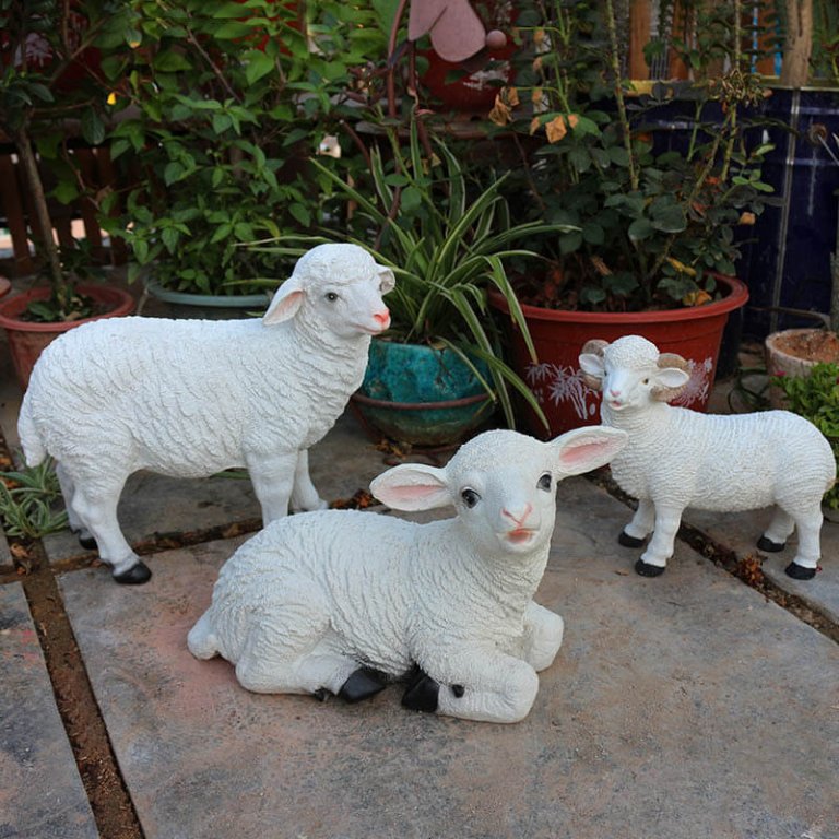Life Size Fiberglass Lamb Statue - SevenTreeSculpture