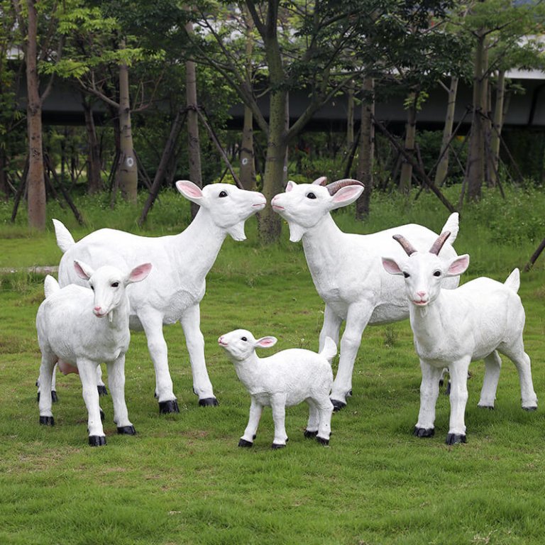 Fiberglass Resin Lamb Statue For Garden - SevenTreeSculpture
