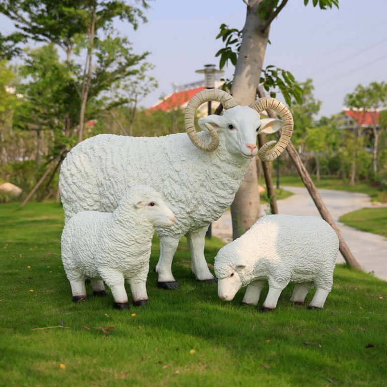 Fiberglass Large Sheep Garden Ornament Statue - SevenTreeSculpture