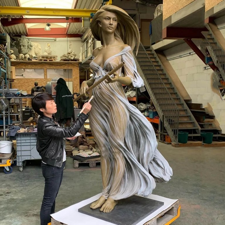 Bronze Luo Li Rong Sculpture Douce Muse For Sale - SevenTreeSculpture