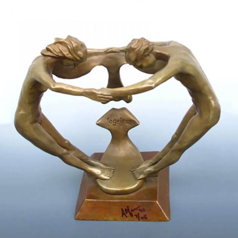 Bronze We Two Together Face Sculpture For Sale - SevenTreeSculpture