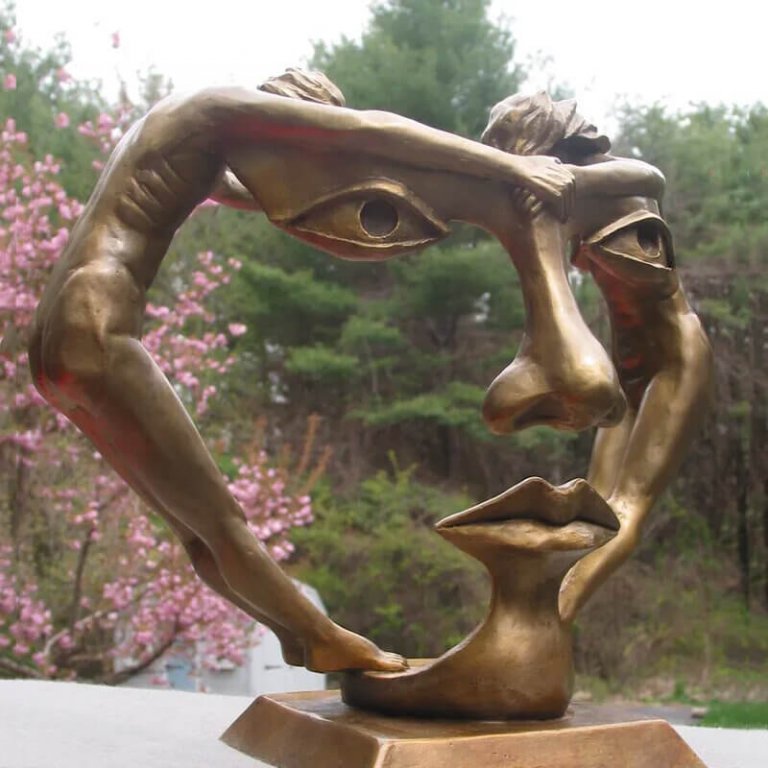 Bronze We Two Together Face Sculpture For Sale - SevenTreeSculpture