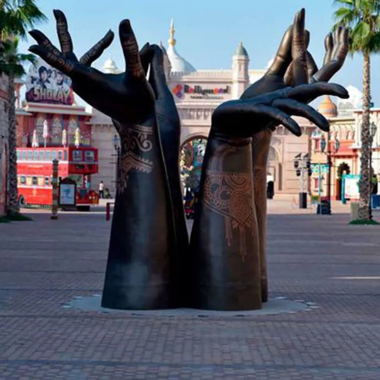 Dubai Theme Park Large Bronze Four Hands Sculpture For Sale ...