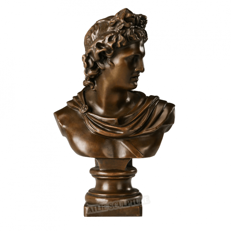 Greek Bronze Apollo Bust Statue For Sale - SevenTreeSculpture