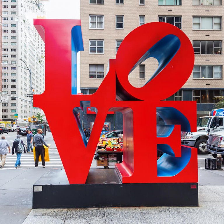 Stainless Steel Red Love Sculpture For Sale - SevenTreeSculpture