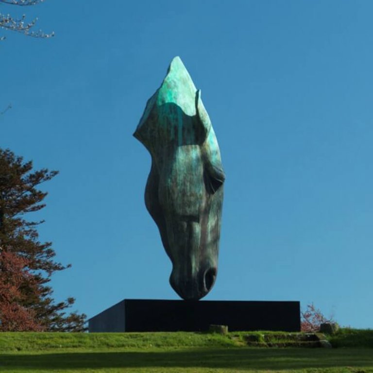Large Bronze Still Water Horse Head Statue For Sale - SevenTreeSculpture