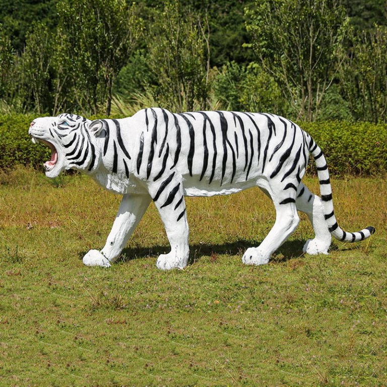 Fiberglass White Tiger Sculpture For Garden - SevenTreeSculpture