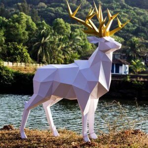 Garden Animal Statue Fiberglass Geometry Deer Sculpture For Sale ...